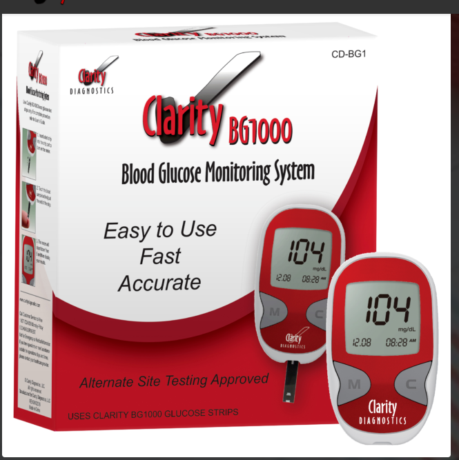 Clarity Diagnostics CD-BG1 Clarity BG1000 Blood Glucose Meter Kit